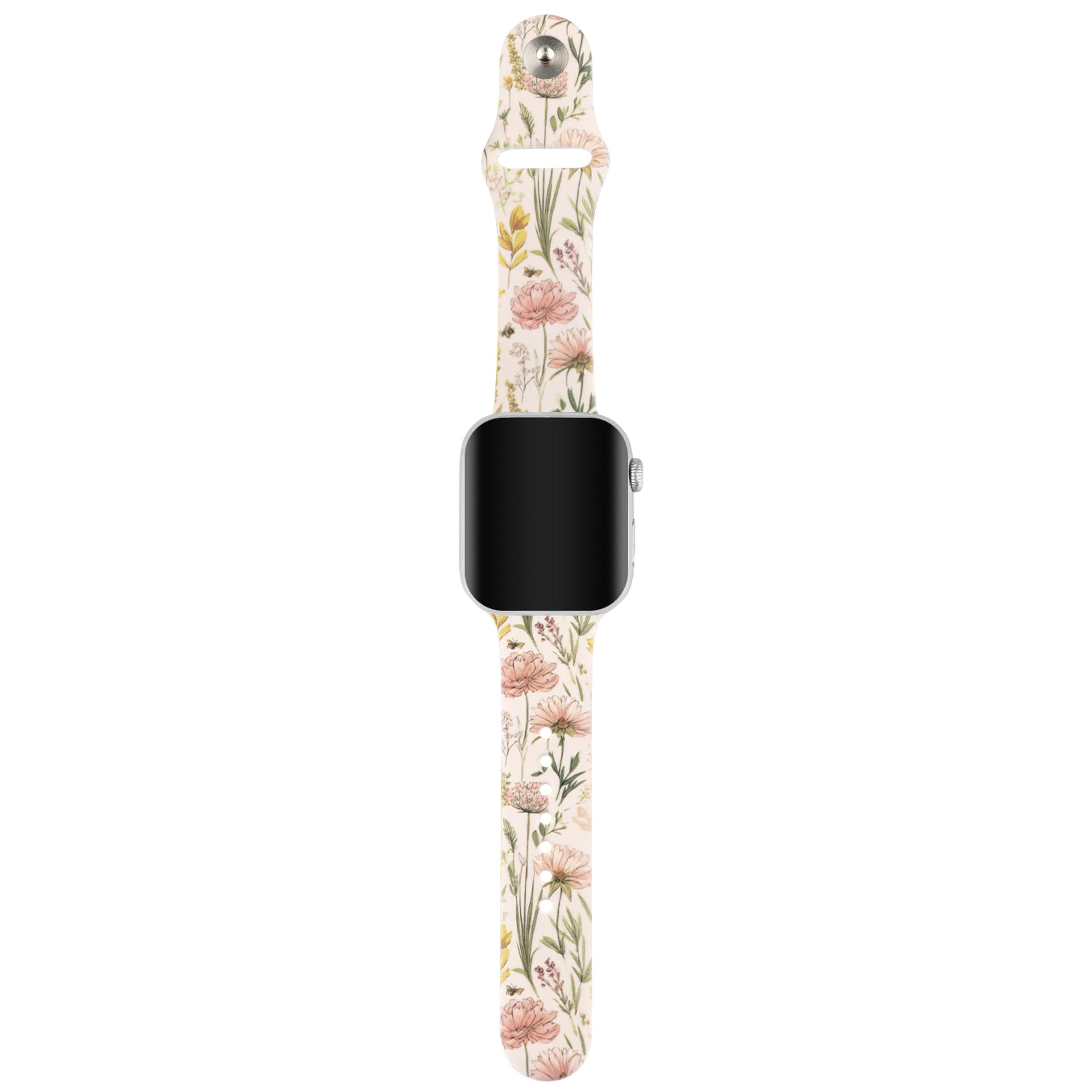 Pink Floral Silicone Apple Watch Band 38–42mm & 44–49mm – Walli Cases